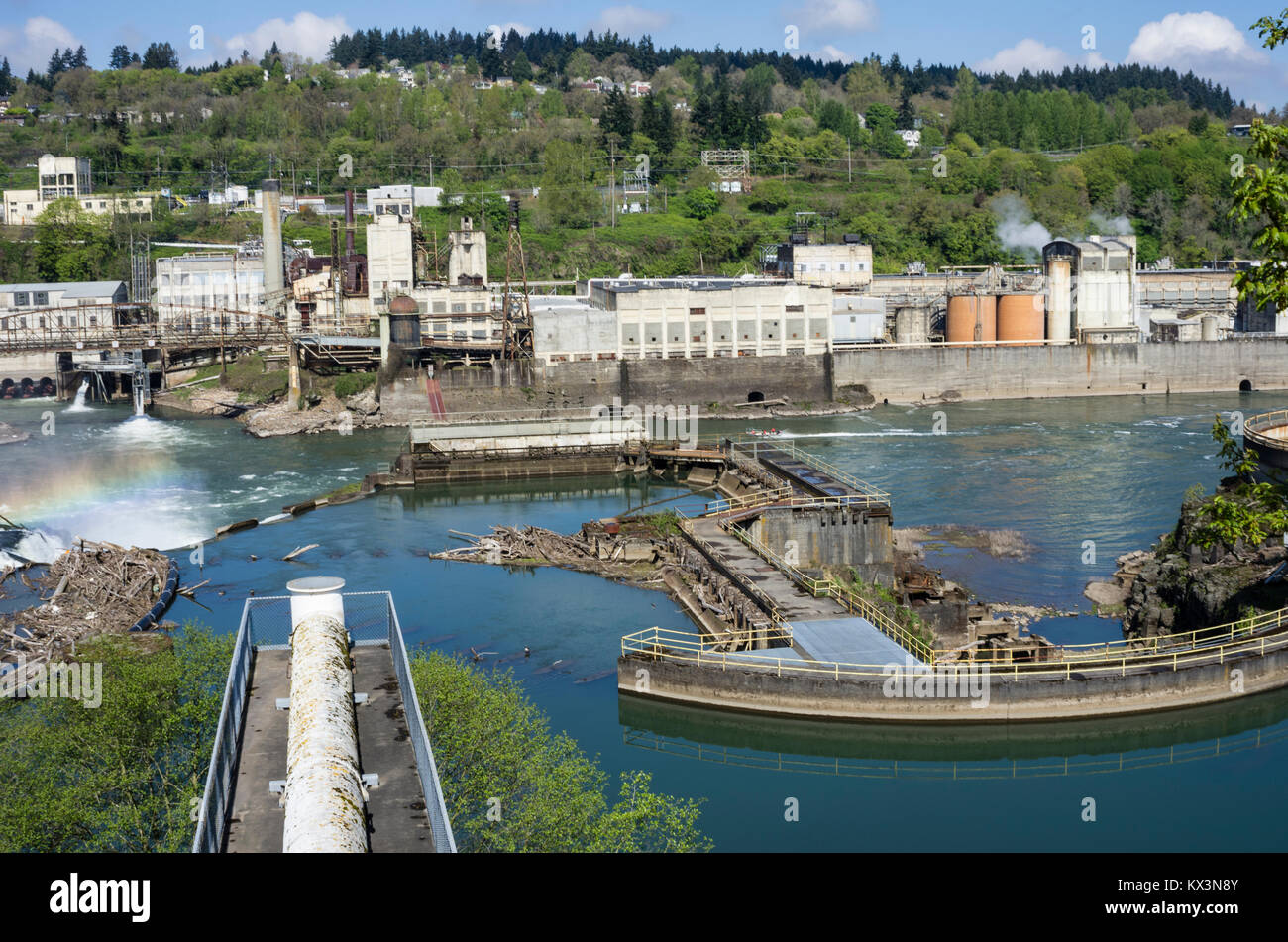 Site of the former Blue Heron Paper Mill at the Willamette Falls ...