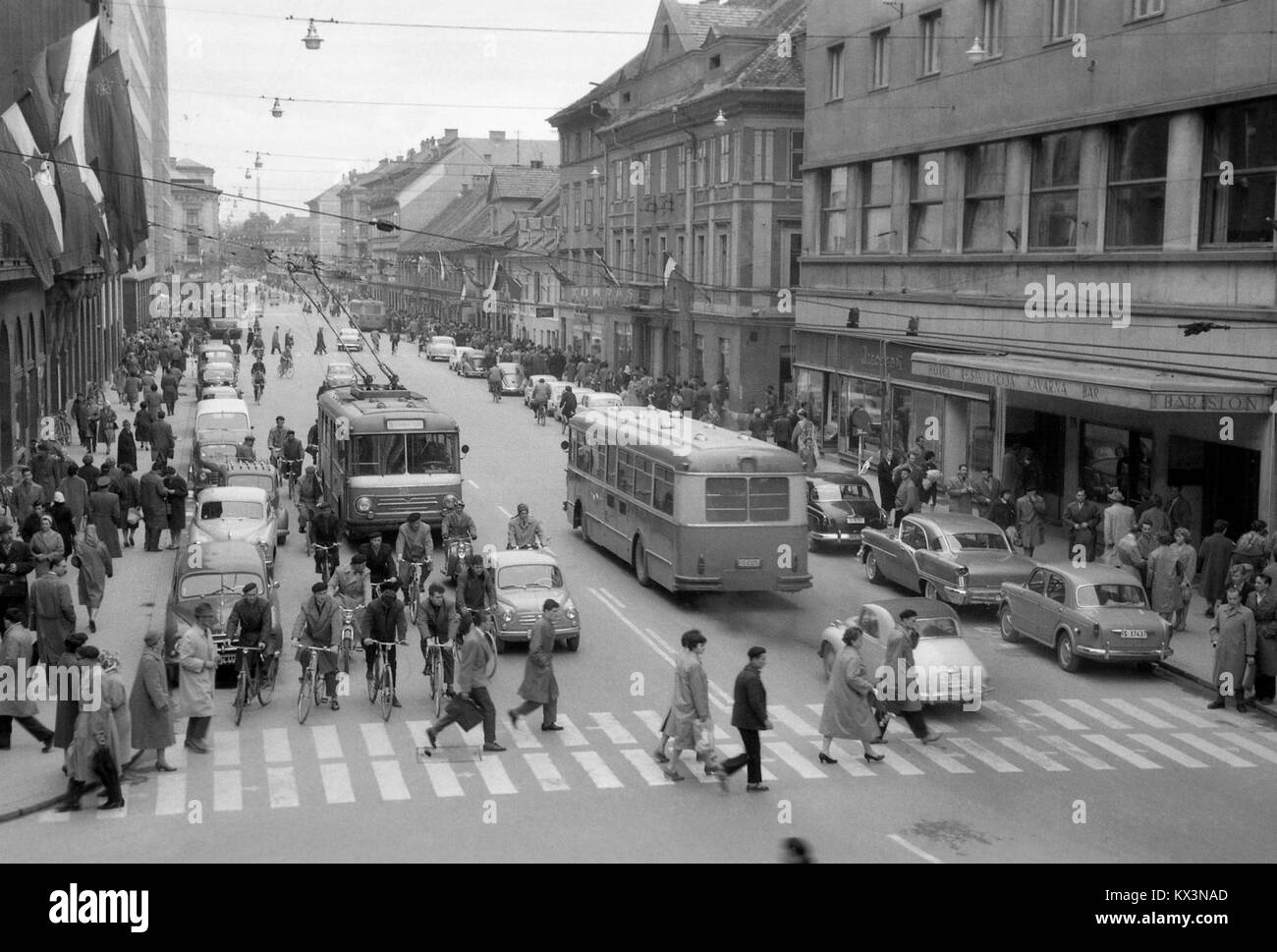 Lively atmosphere of city life Black and White Stock Photos & Images ...