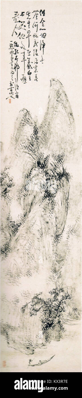 'Kappitsu-hō Sansui' refers to an East Asian ink landscape painting ...