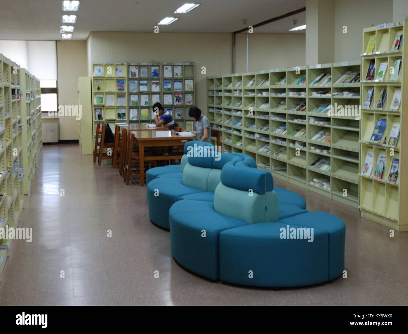This image shows the periodicals room of a library, illustrating the ...