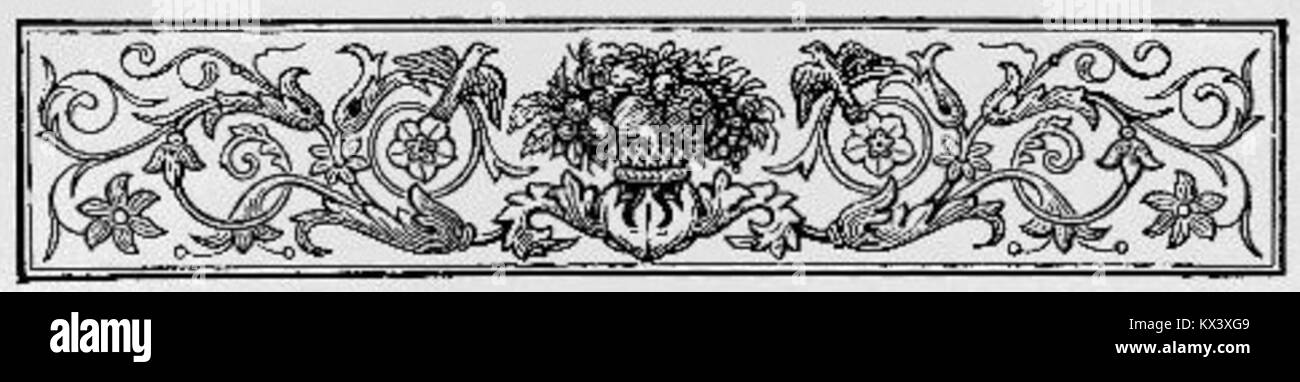 A decorative page spacer featuring intricate designs of flowers, vines ...