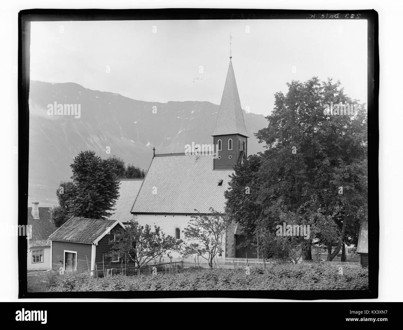 This image shows the exterior of Dale Church in Norway, highlighting ...