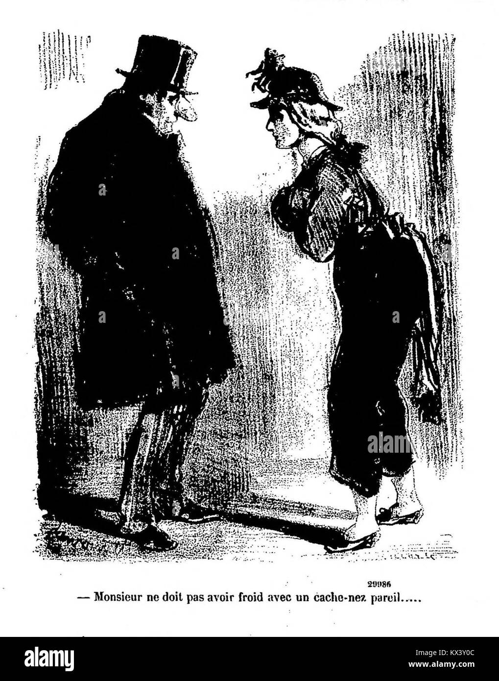 This 1872 cartoon from 'Le Journal amusant' features a masked ball ...