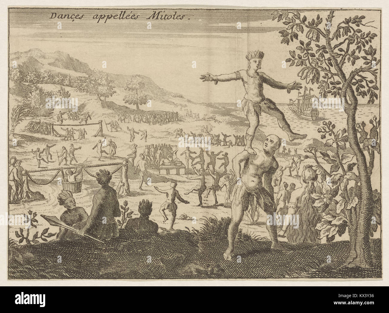 This engraving depicts the mitote, a traditional dance performed by ...