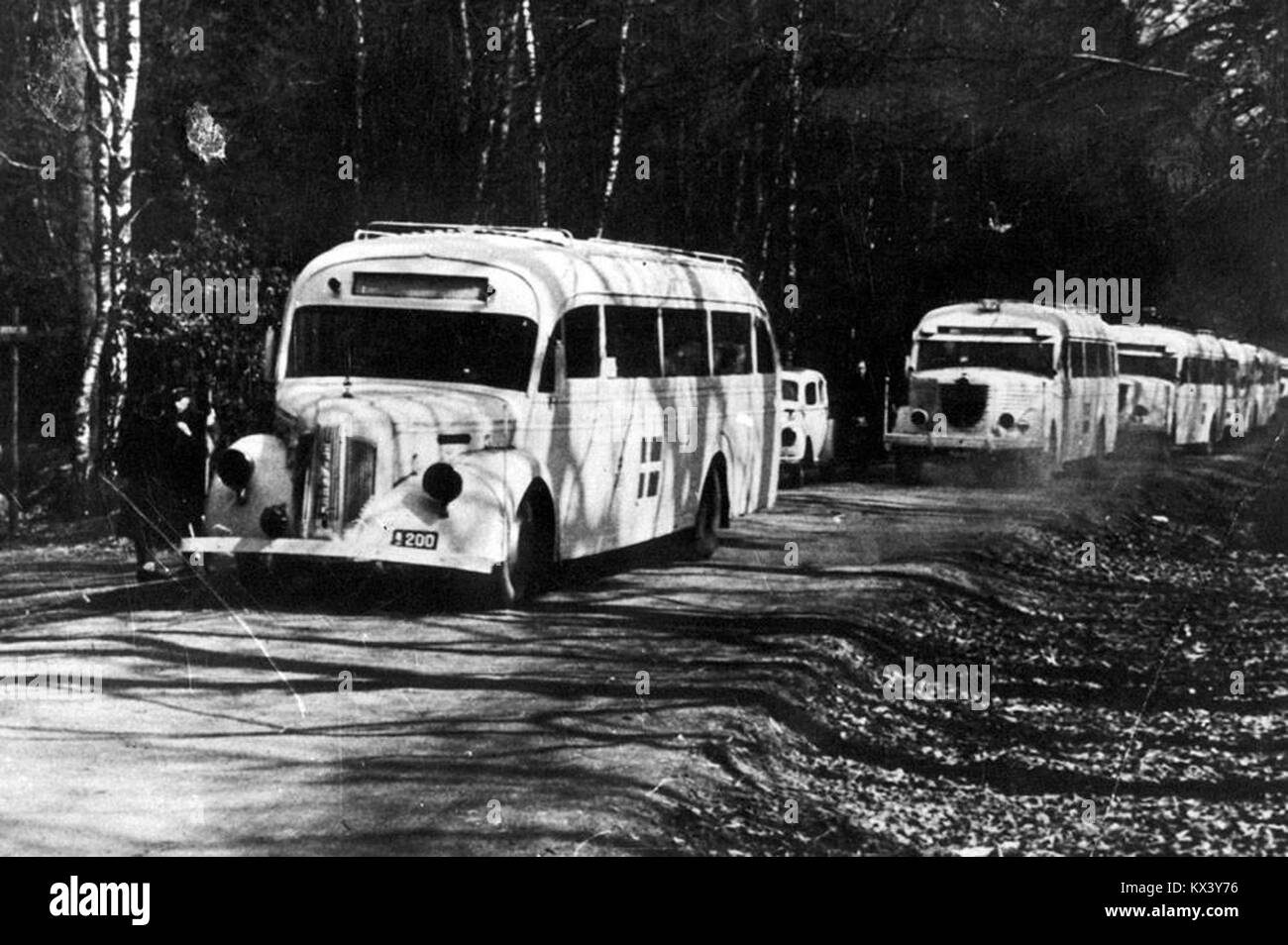 White buses ww2 hi-res stock photography and images - Alamy