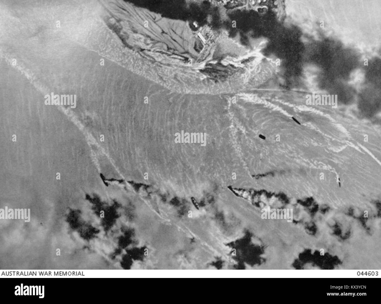 The Darwin raid, depicted in this image, captures the aftermath of a ...