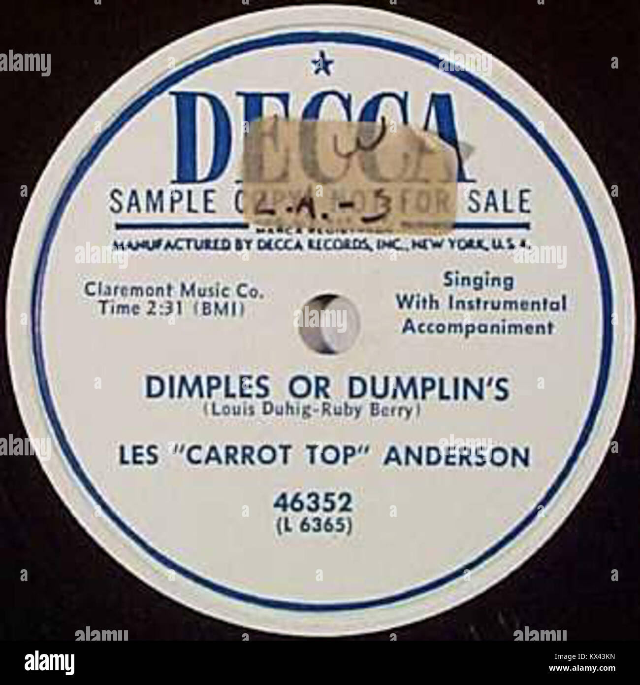 This is a record label release by Decca, identified as 46352, featuring ...