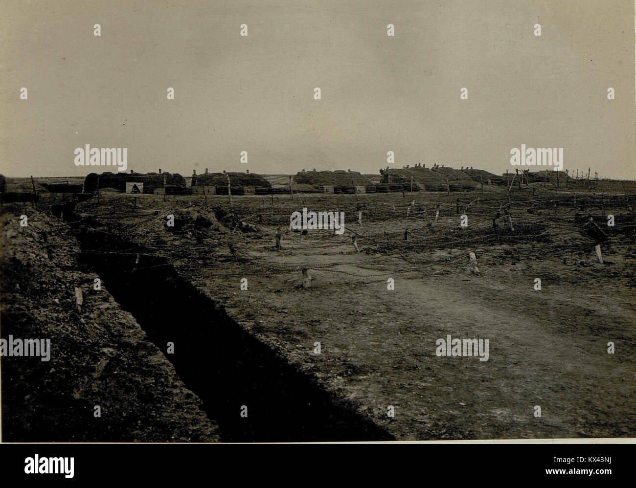 The image shows military defenses with coverings and connecting ...