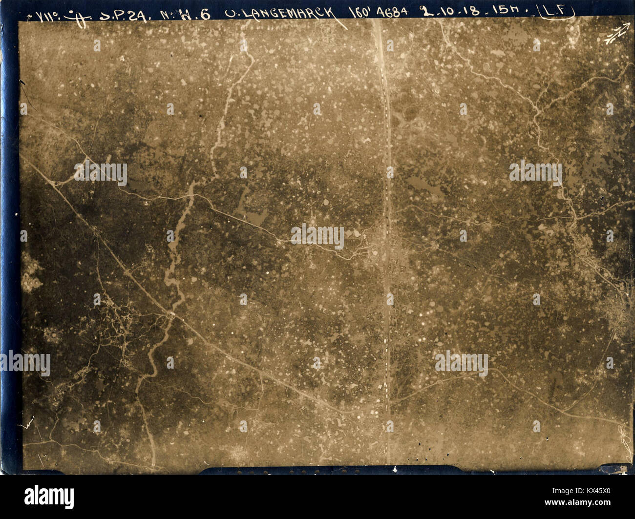 Aerial view of the western part of Langemark, Belgium, captured from a ...