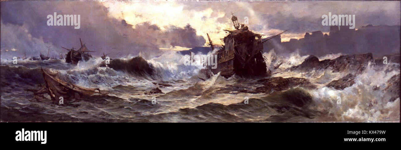 The 1892 painting by José Gartner de la Peña depicts the destruction of ...