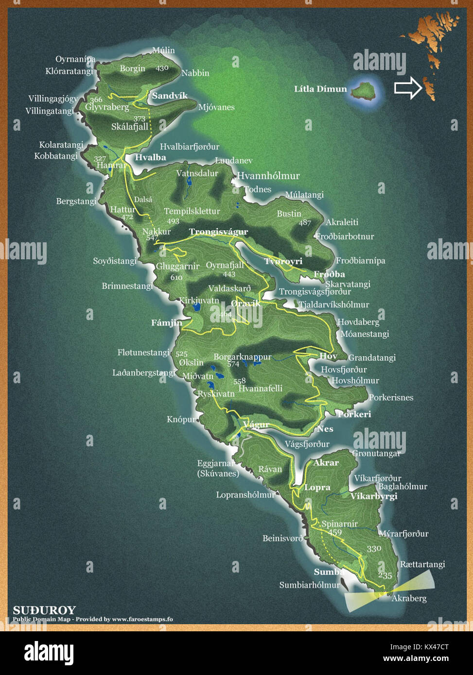 A detailed map of the region of Suuroy, created in 2006. This map ...