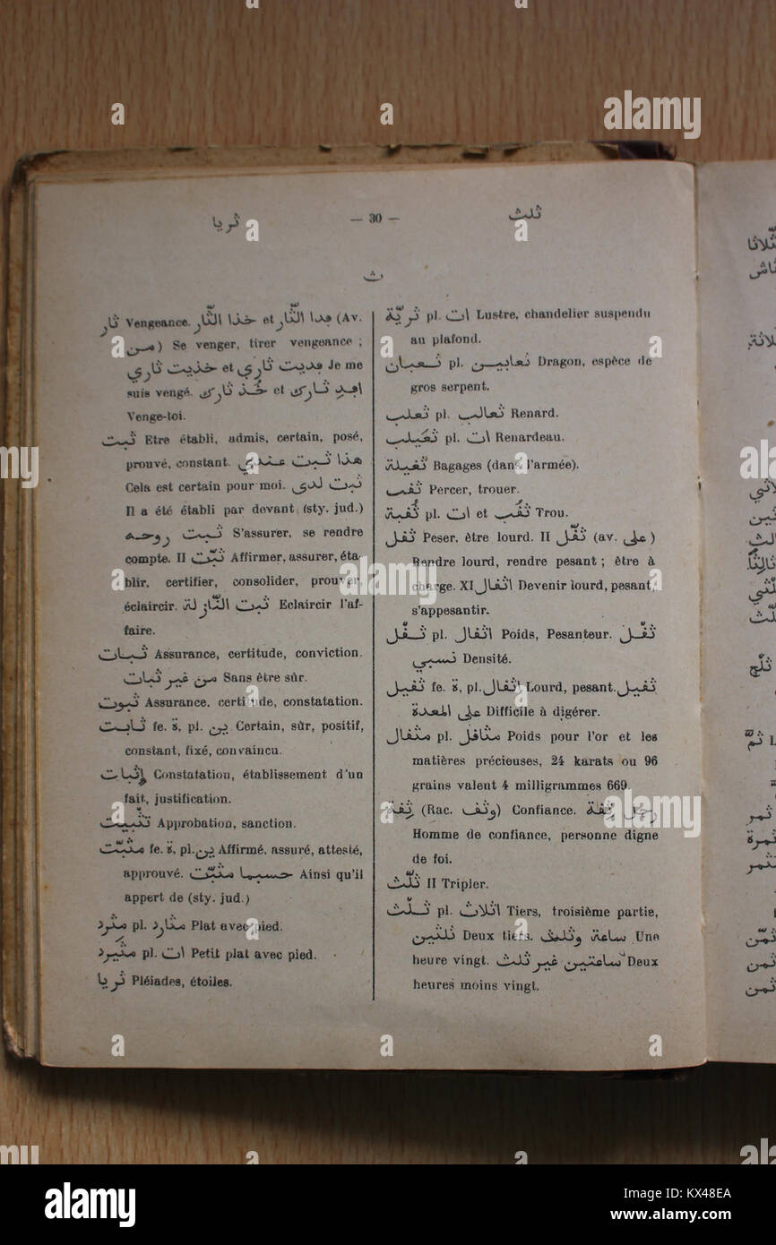 Alfred Nicolas' 1938 French-Arabic dictionary presents vocabulary and ...