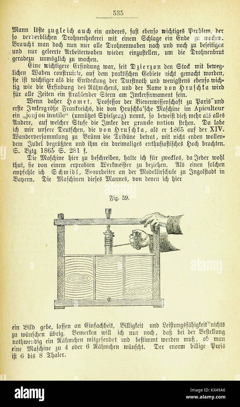 This page from 'Die Biene und ihre Zucht' (The Bee and Its Breeding ...