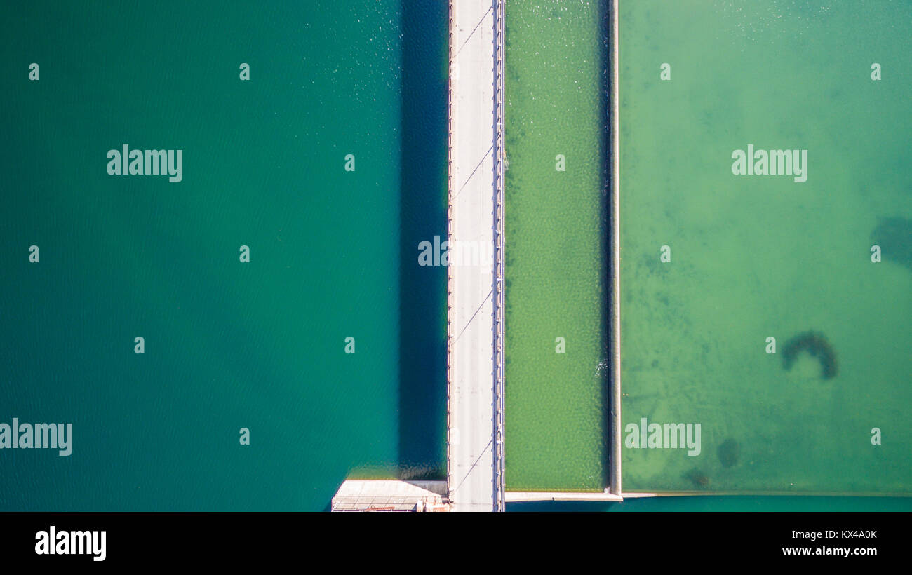 Aerial drone image of Aliakmonas river and Dam in North Greece Stock ...