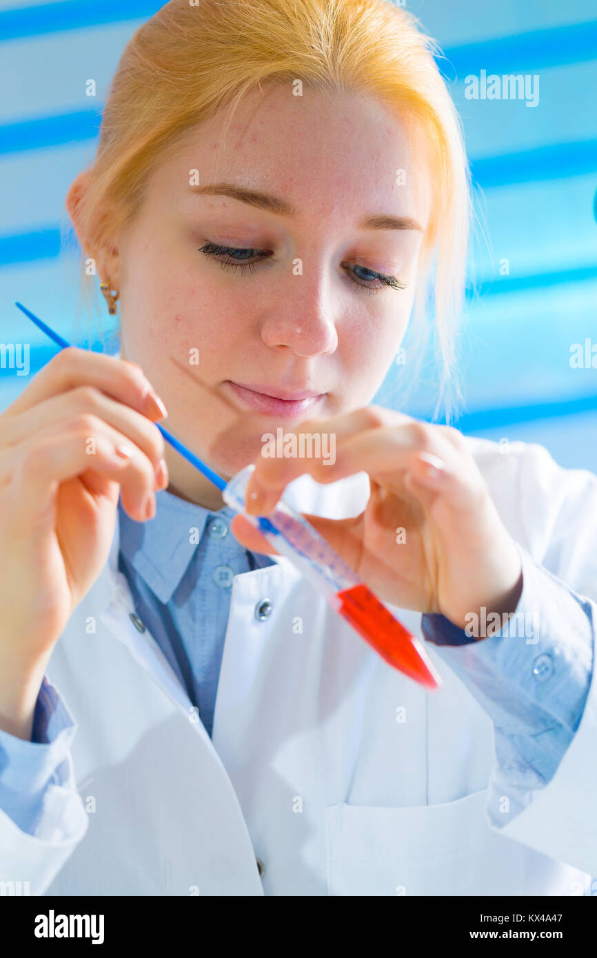 Laboratory assistant in the medical laboratory control a ...