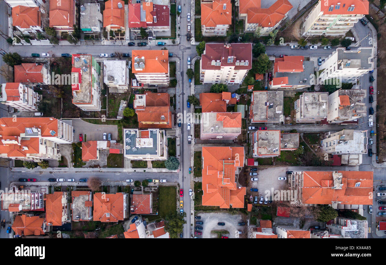 Aerial drone image of Edessa city in North Greece Stock Photo - Alamy