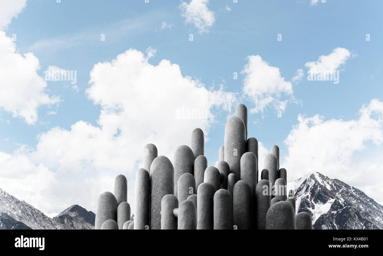 Multiple stone columns with breathtaking landscape Stock Photo - Alamy