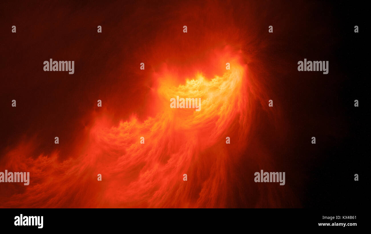 Fiery glowing ethereal plasma flame in space, computer generated abstract background, 3D ...