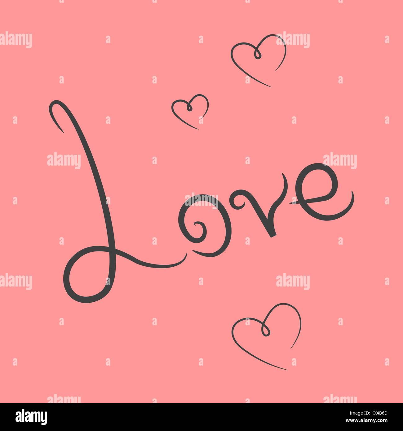 Love word hand drawn lettering note design element. Vector illustration ...