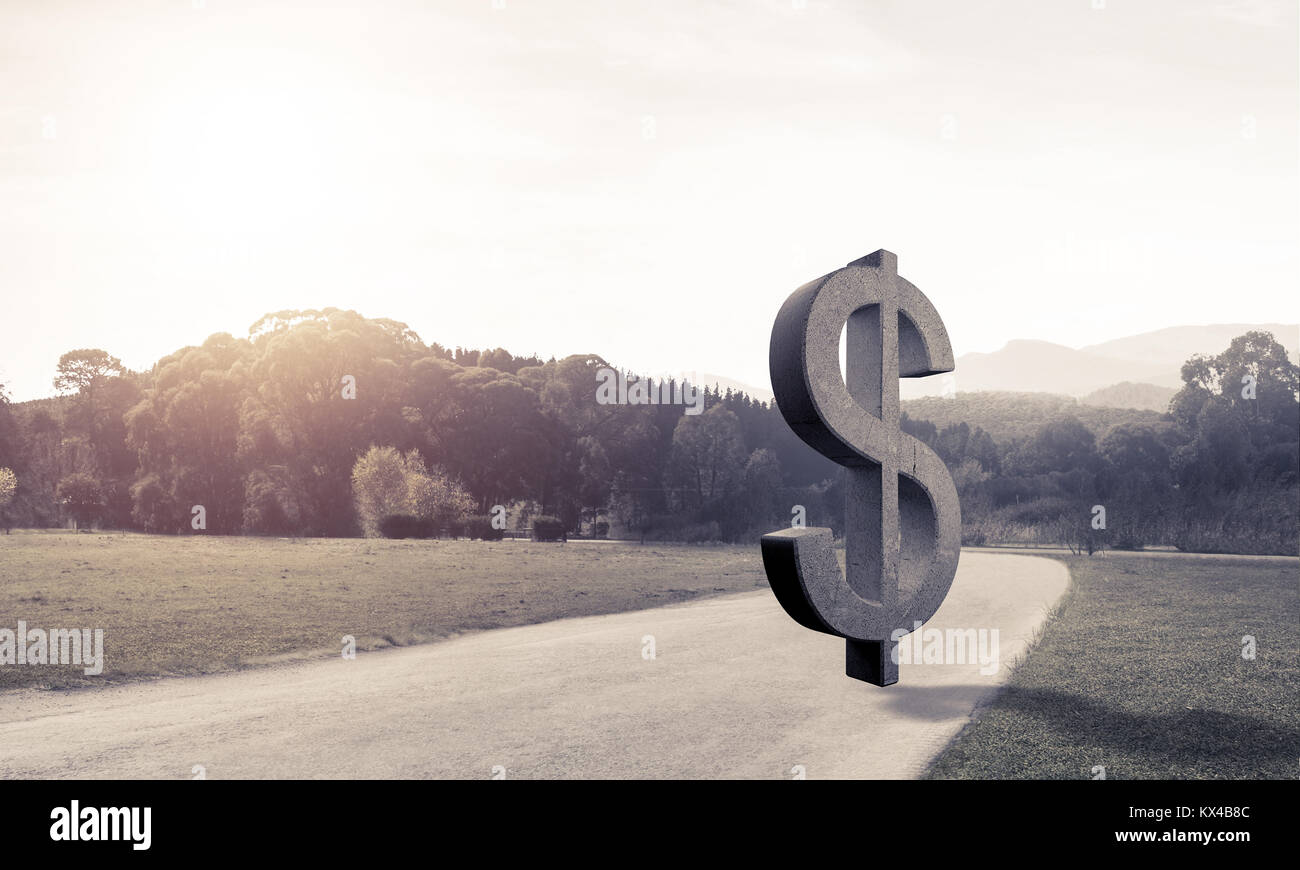 Money making and wealth concept presented by stone dollar symbol Stock ...