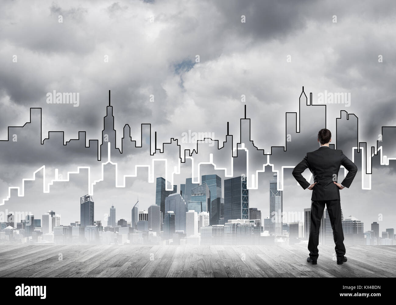 Motivation and inspiration concept with modern cityscape and ...