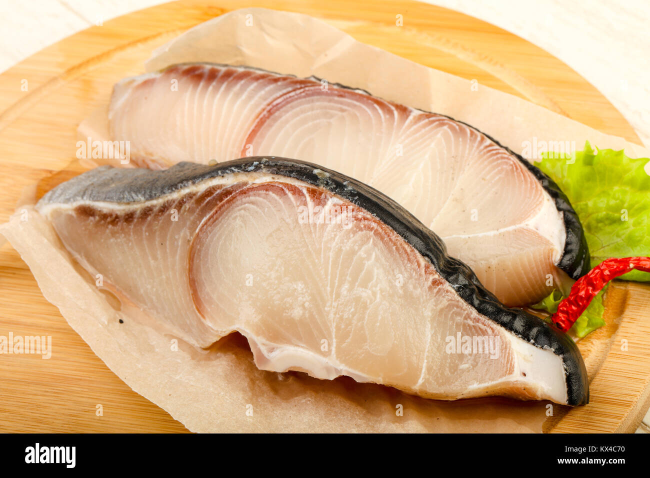 Raw juicy shark steak ready for grill Stock Photo - Alamy