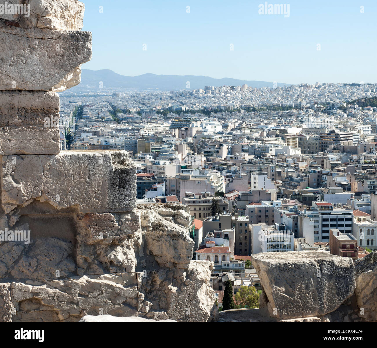 Athens aerial panoramic view from the Athenian Acropolis in Greece ...