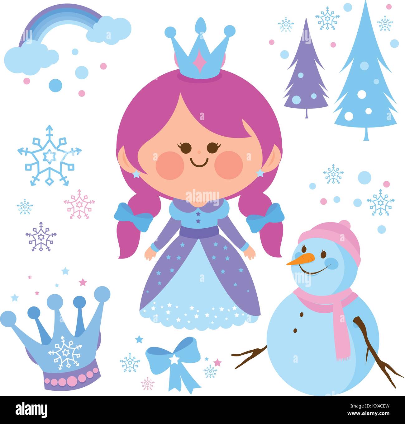 Cute girl in snow Stock Vector Images - Alamy