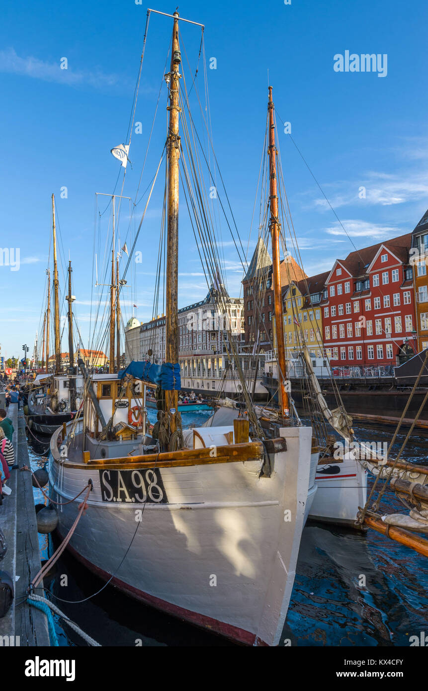 Nyhavn, Copenhagen, Denmark. Sailboat moored in one of the most ...