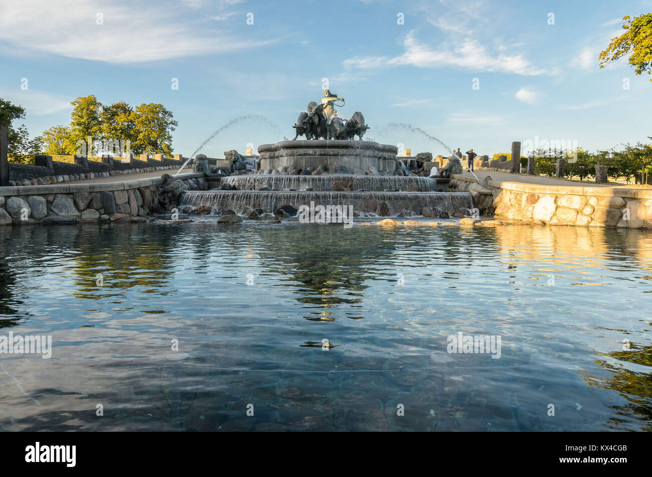 The Gefion Fountain, large fountain on the harbour front in Copenhagen ...