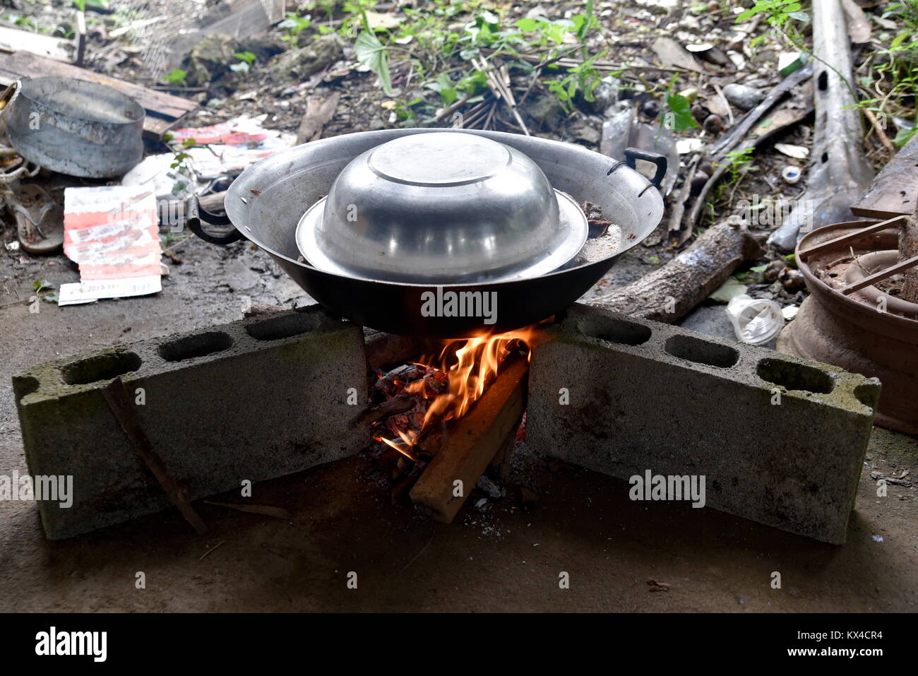 Filipino traditional cuisine cooking style in the garden Stock Photo ...