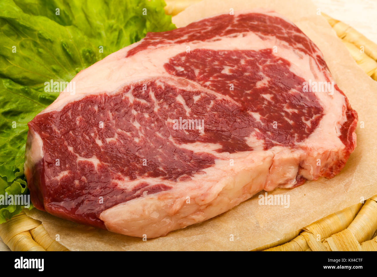 Rib eye raw steak ready for cooking Stock Photo - Alamy