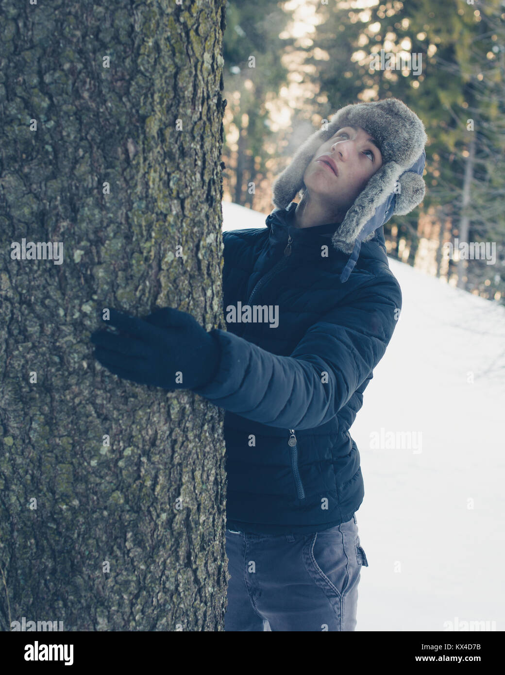 young boy explorer - vintage style photo Stock Photo - Alamy