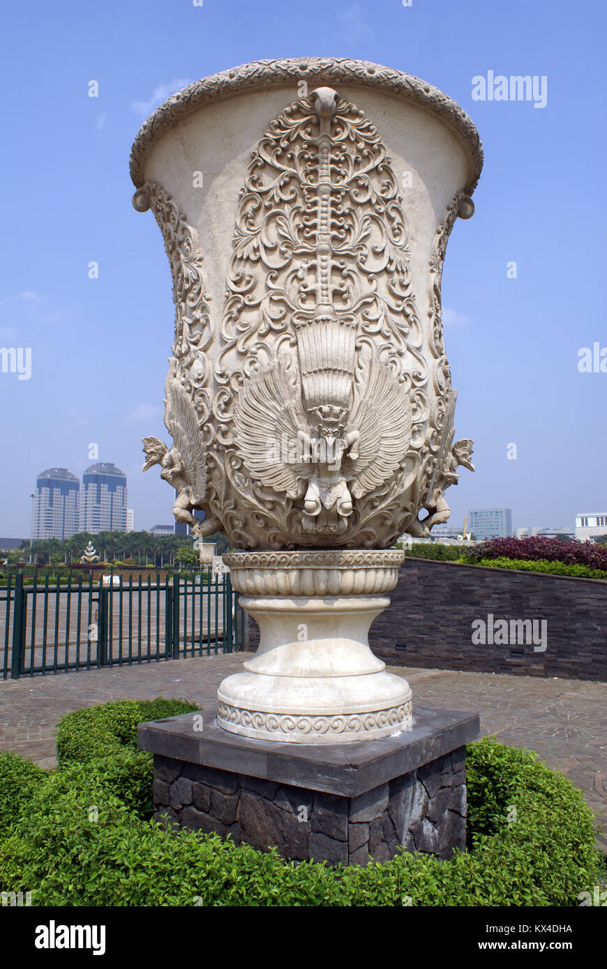 Big vase on the Lapangan Merdeka in central Jakarta, Indonesia Stock ...