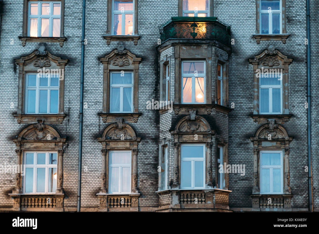 Beautiful worn out facade from ancient european style building Stock ...