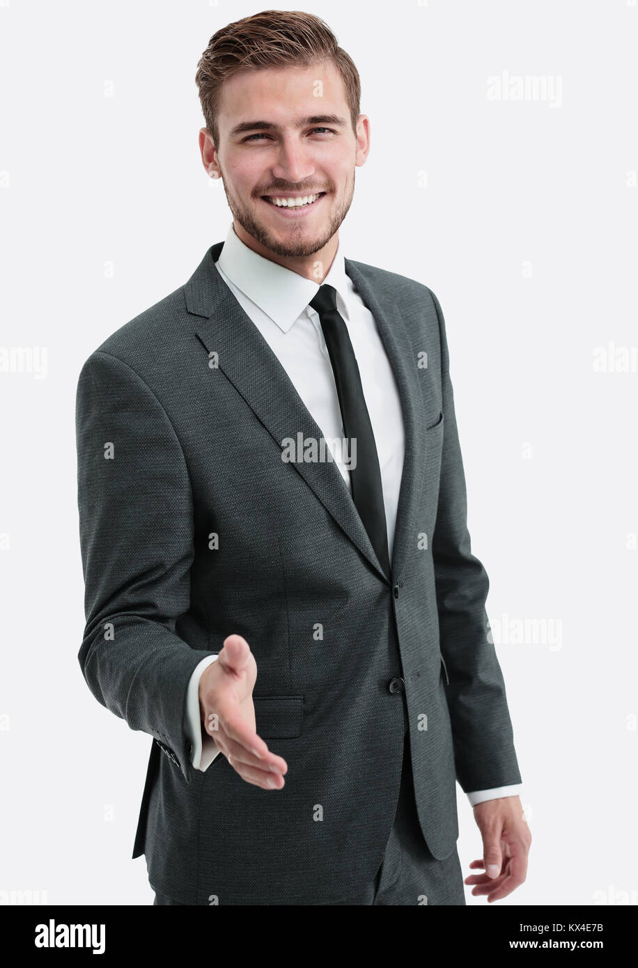 Portrait of a elegant handsome business man on white background Stock ...