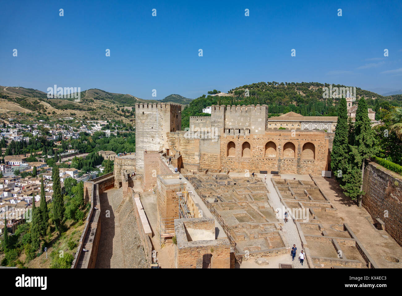 Top view wide angle of Alhambra, city and mountains Stock Photo - Alamy