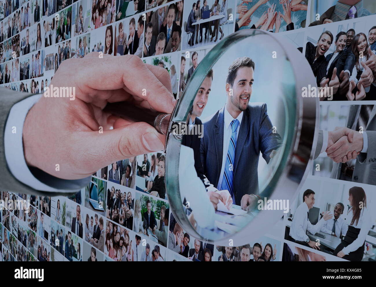 Human resource concept, magnifying glass searching people Stock Photo ...