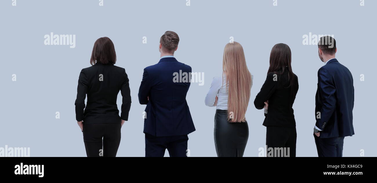 Back view of a Group of business team. Isolated on white background ...