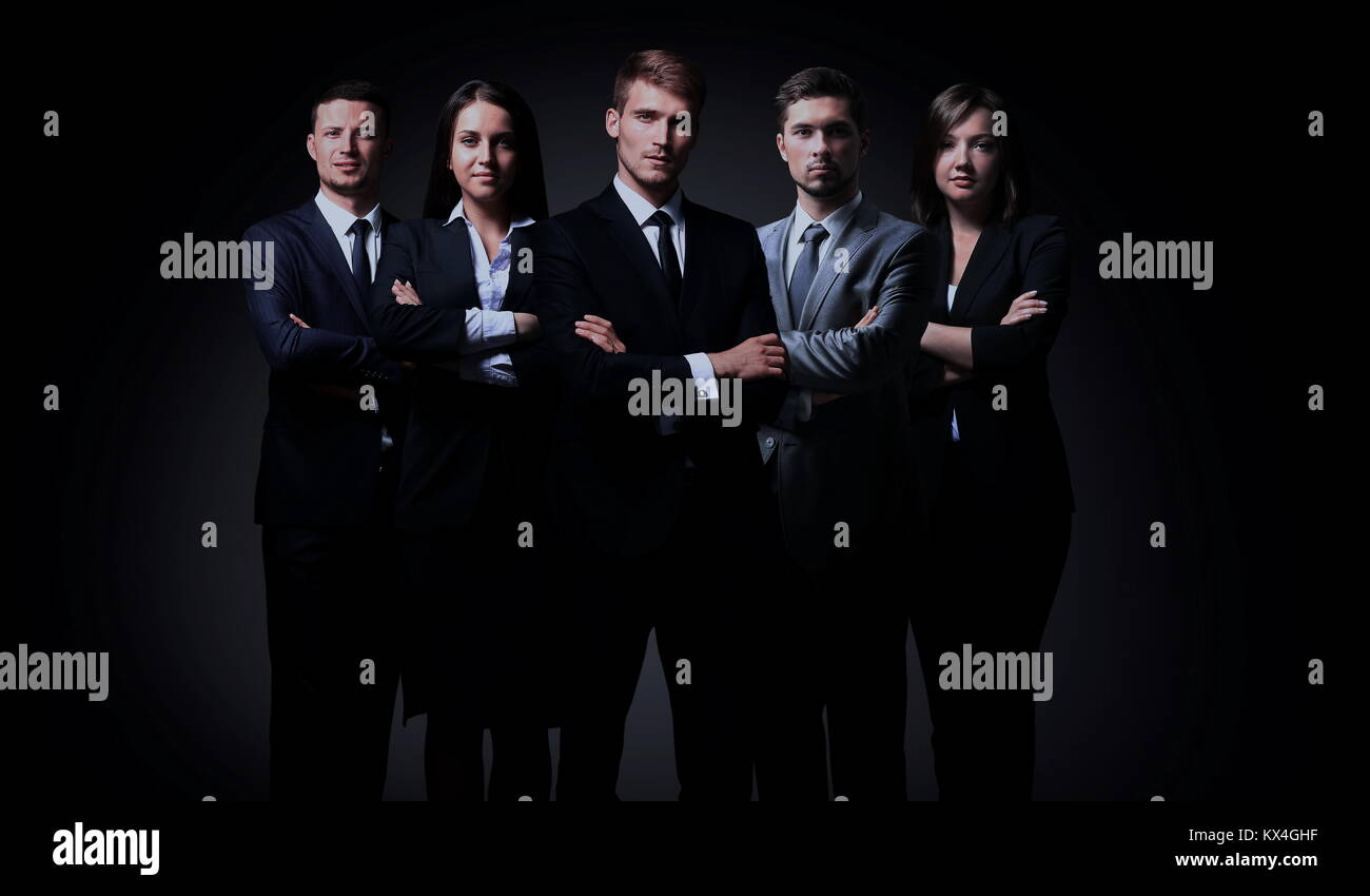 Portrait of five business people standing Stock Photo - Alamy