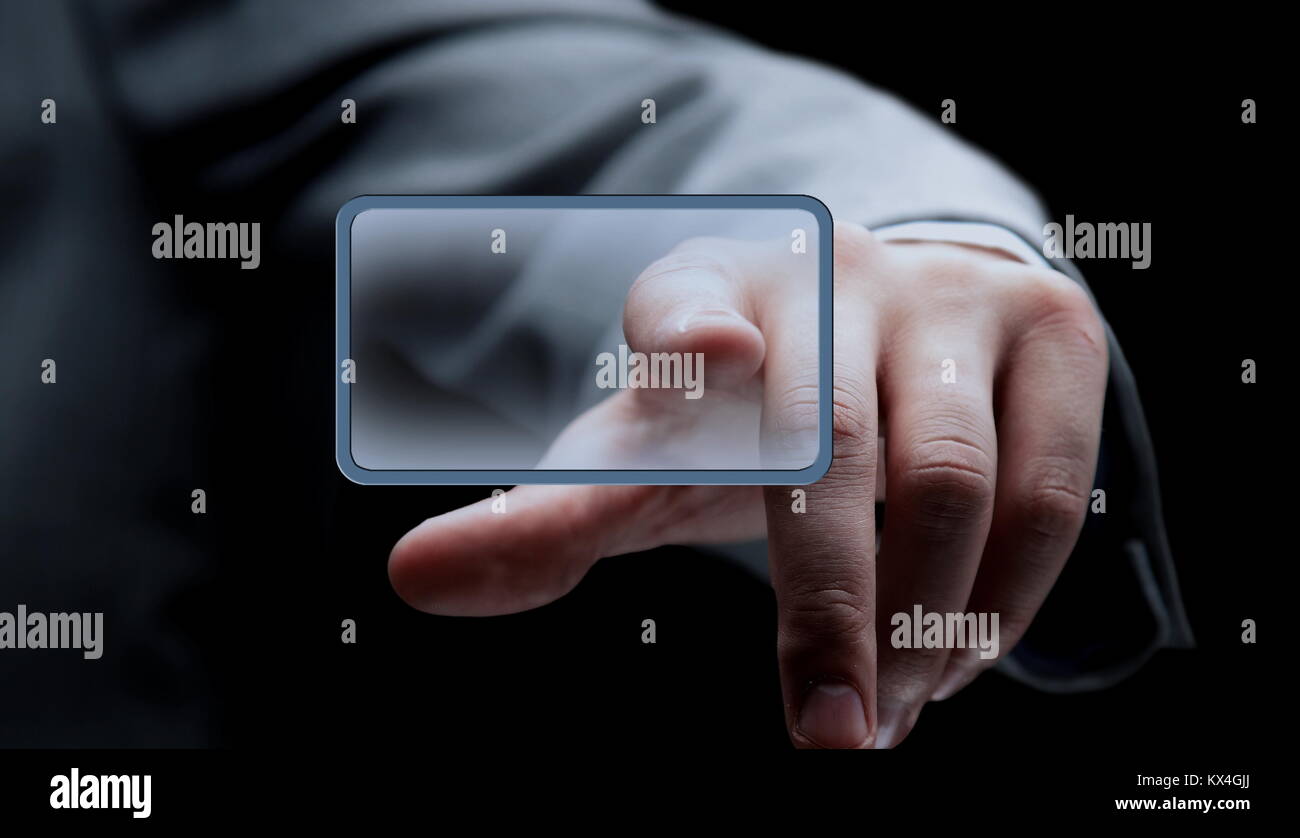 Hand pushing the button Stock Photo - Alamy