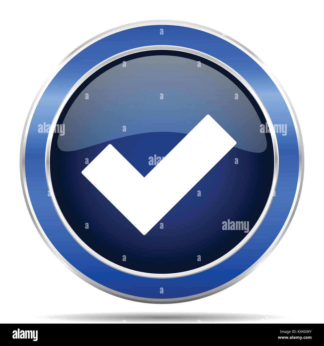 Accept vector icon. Modern design blue silver metallic glossy web and ...
