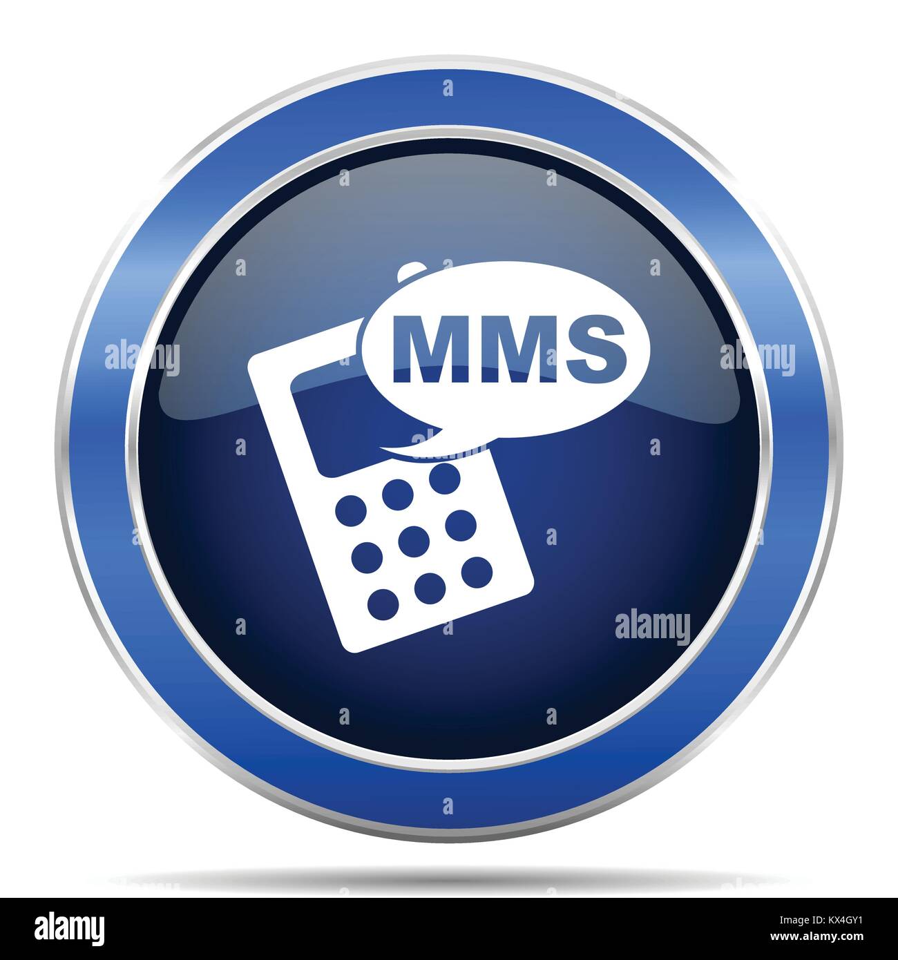 Mms vector icon. Modern design blue silver metallic glossy web and ...