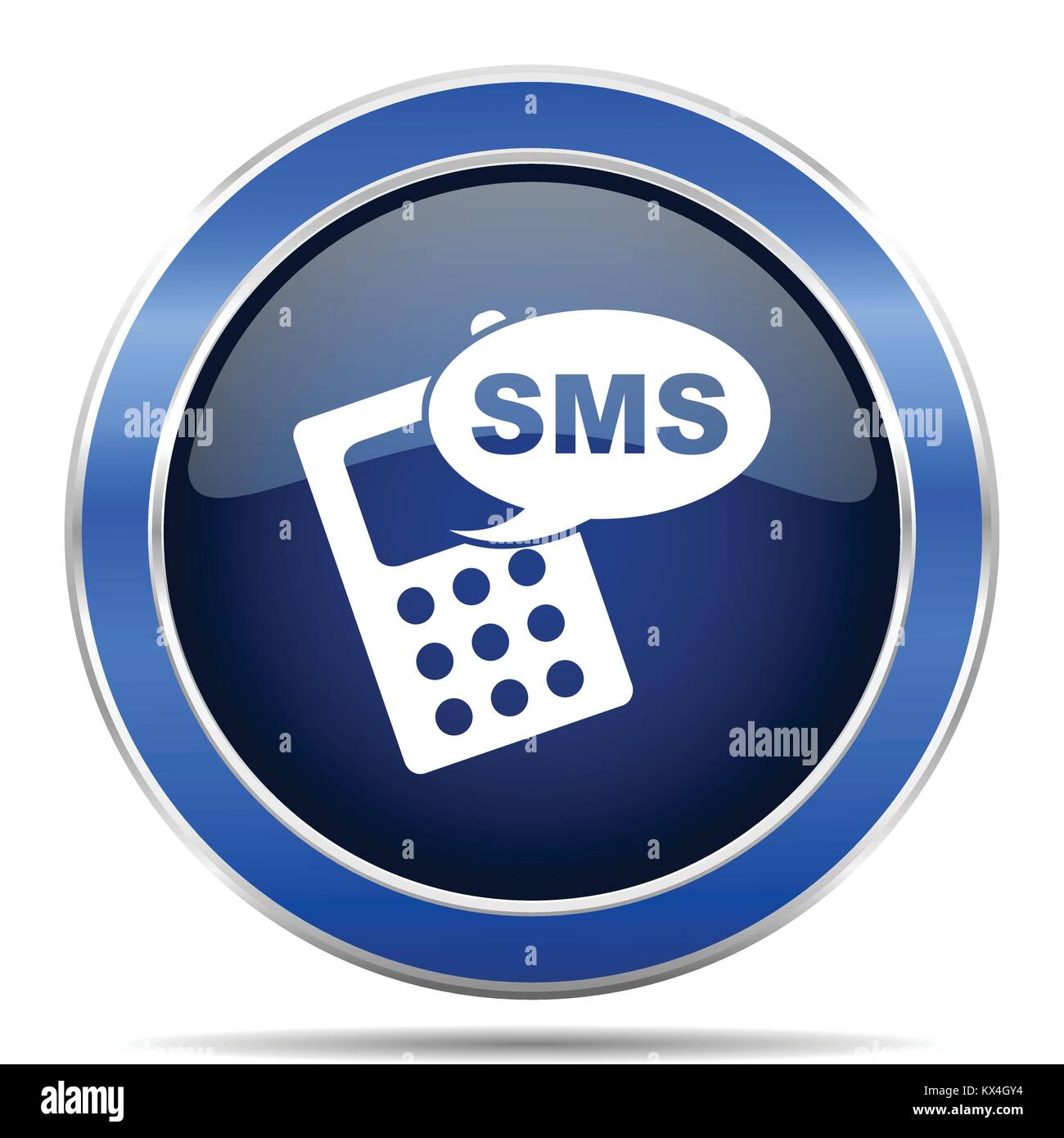 Sms vector icon. Modern design blue silver metallic glossy web and ...