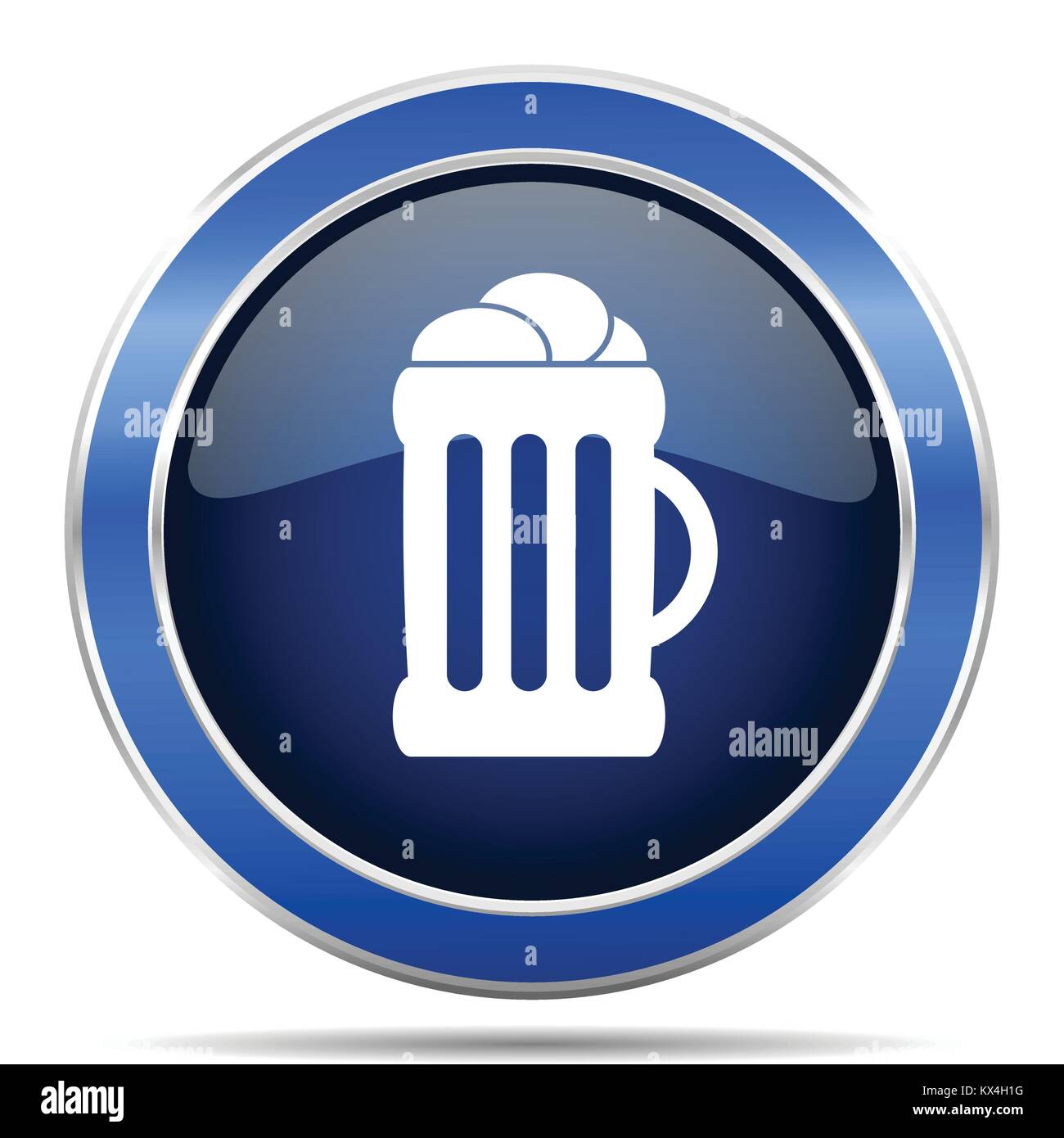 Beer vector icon. Modern design blue silver metallic glossy web and ...