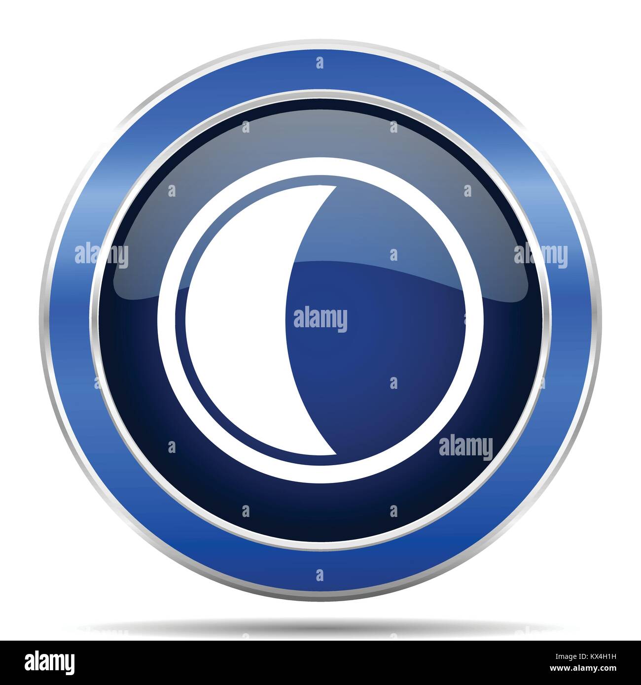 Moon vector icon. Modern design blue silver metallic glossy web and ...
