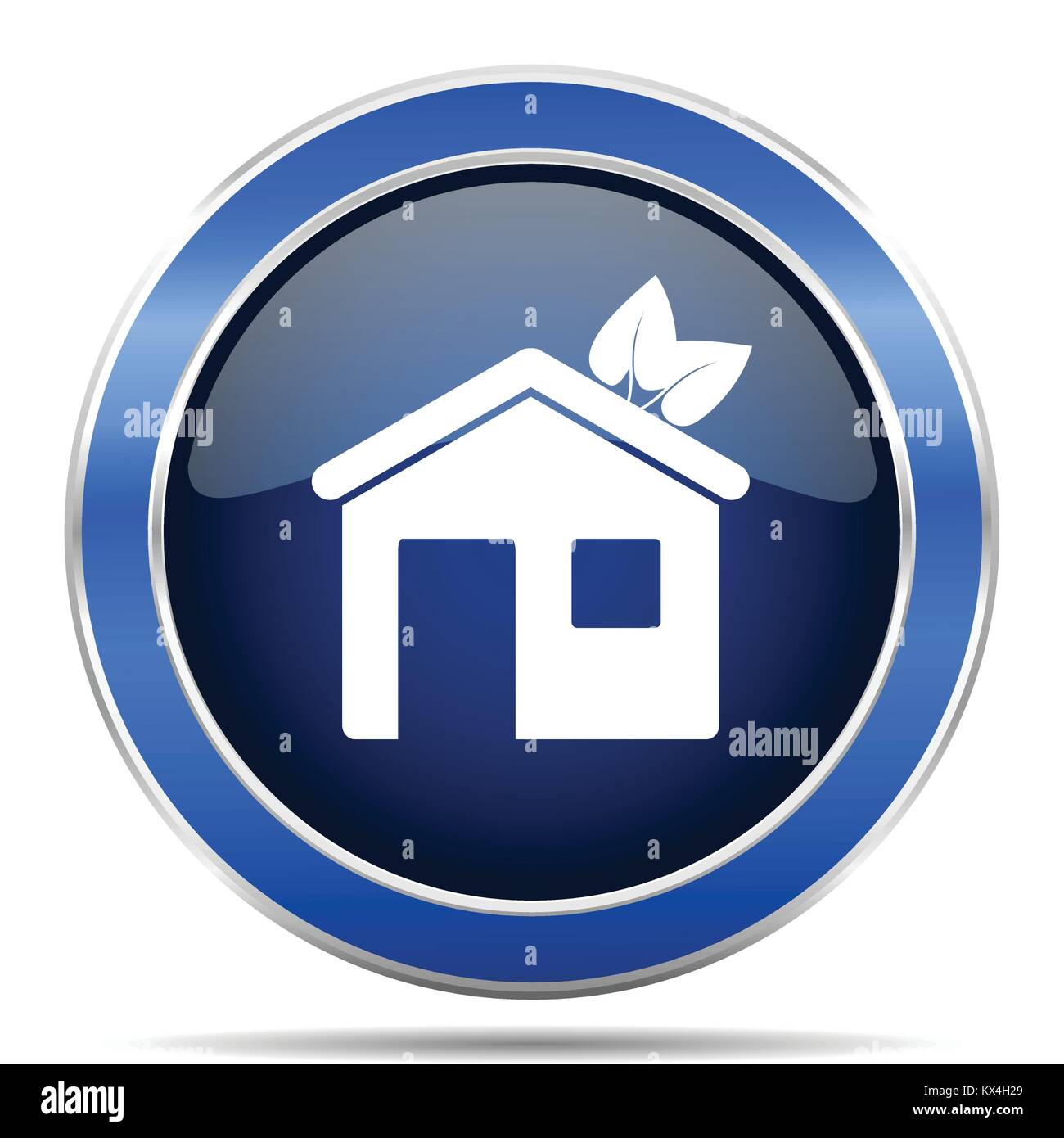 House vector icon. Modern design blue silver metallic glossy web and ...