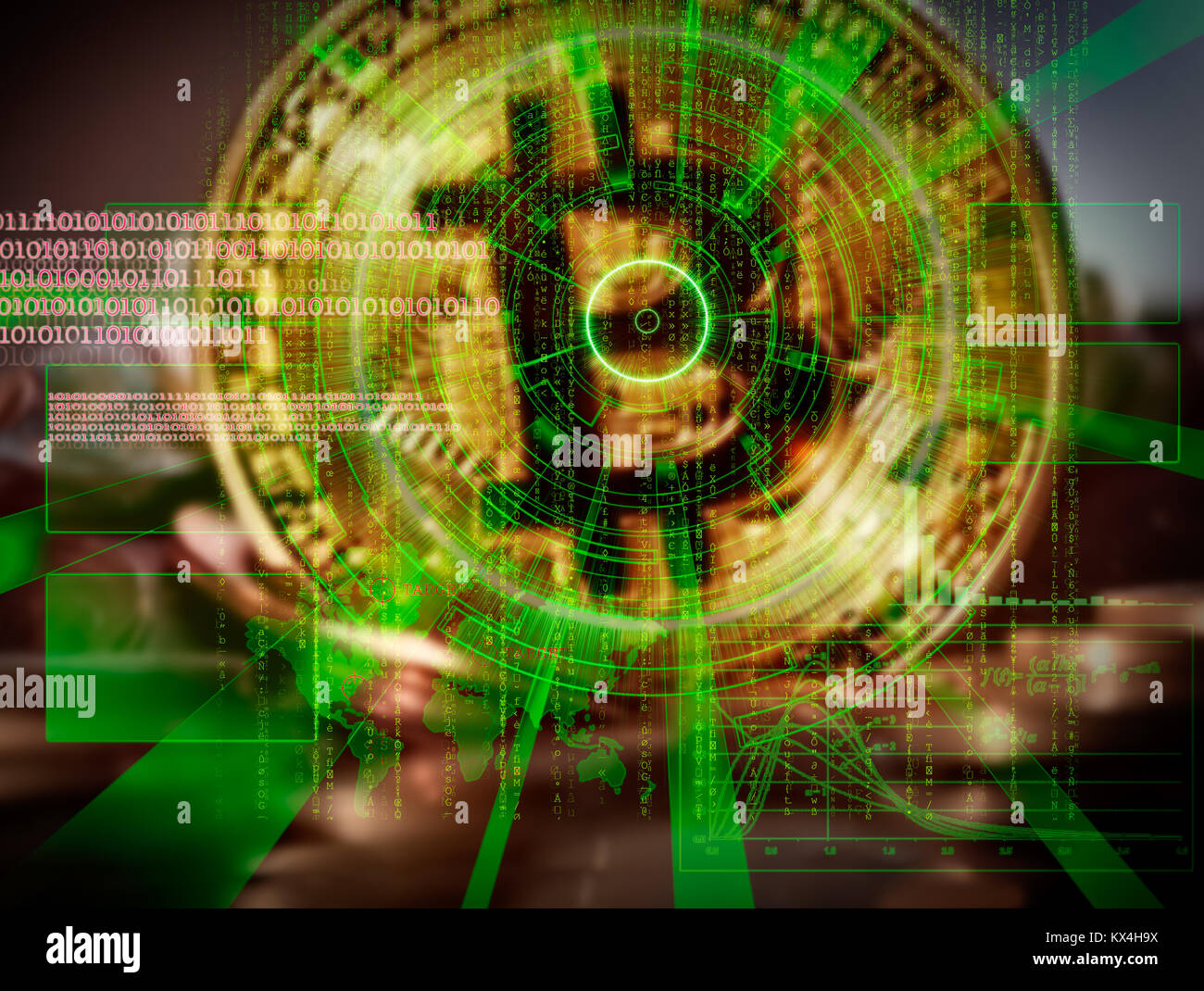Bitcoin background with futuristic hud as synonym of global ...
