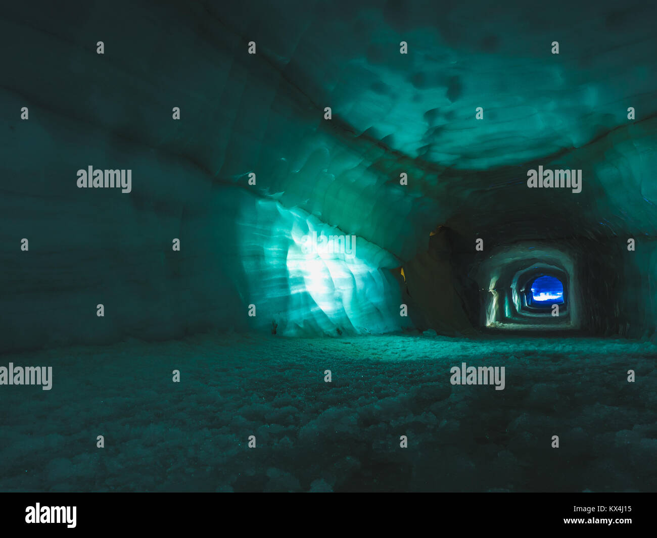 Tunnel inside ice cave in the Langjokull glacier in Iceland Stock Photo ...