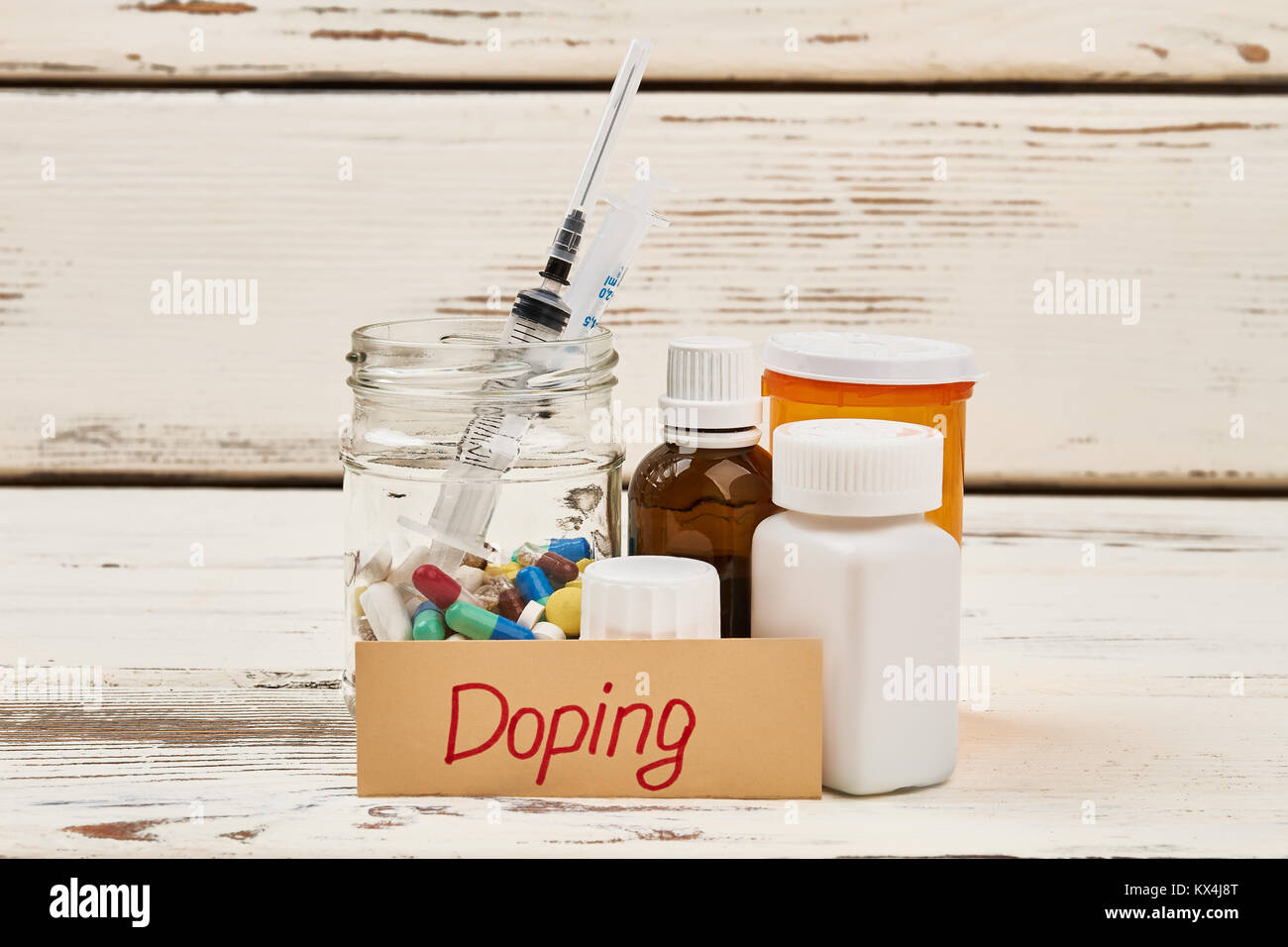 Banned medications and Doping lettering Stock Photo - Alamy